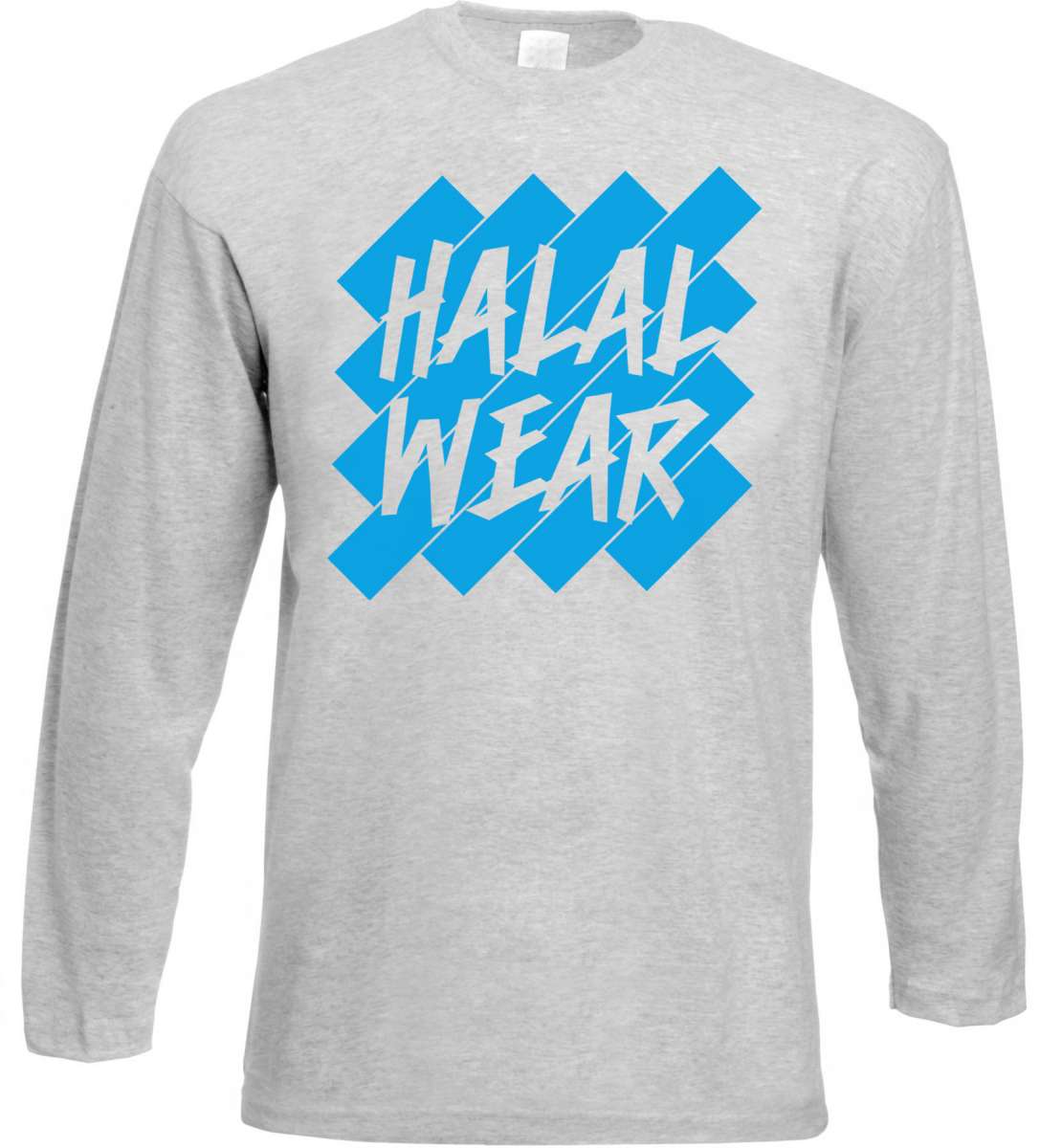 Halal Wear Langarm T-Shirt Blue - Muslim Halal Wear Grey | Halal-Wear ...