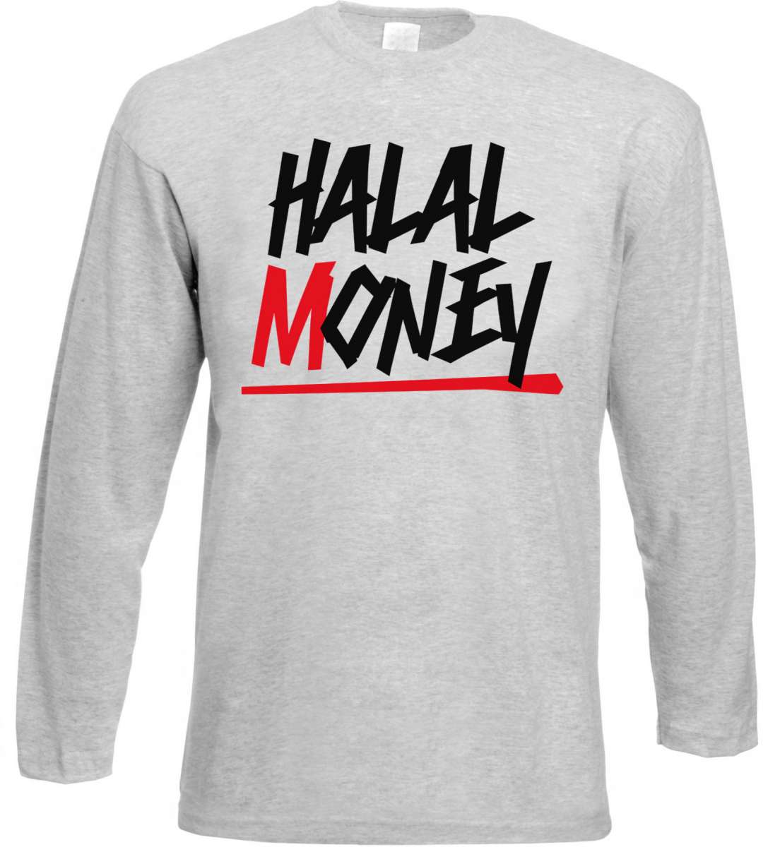 Halal Money Langarm T-Shirt - Muslim Halal Wear Grey | Halal-Wear.com ...